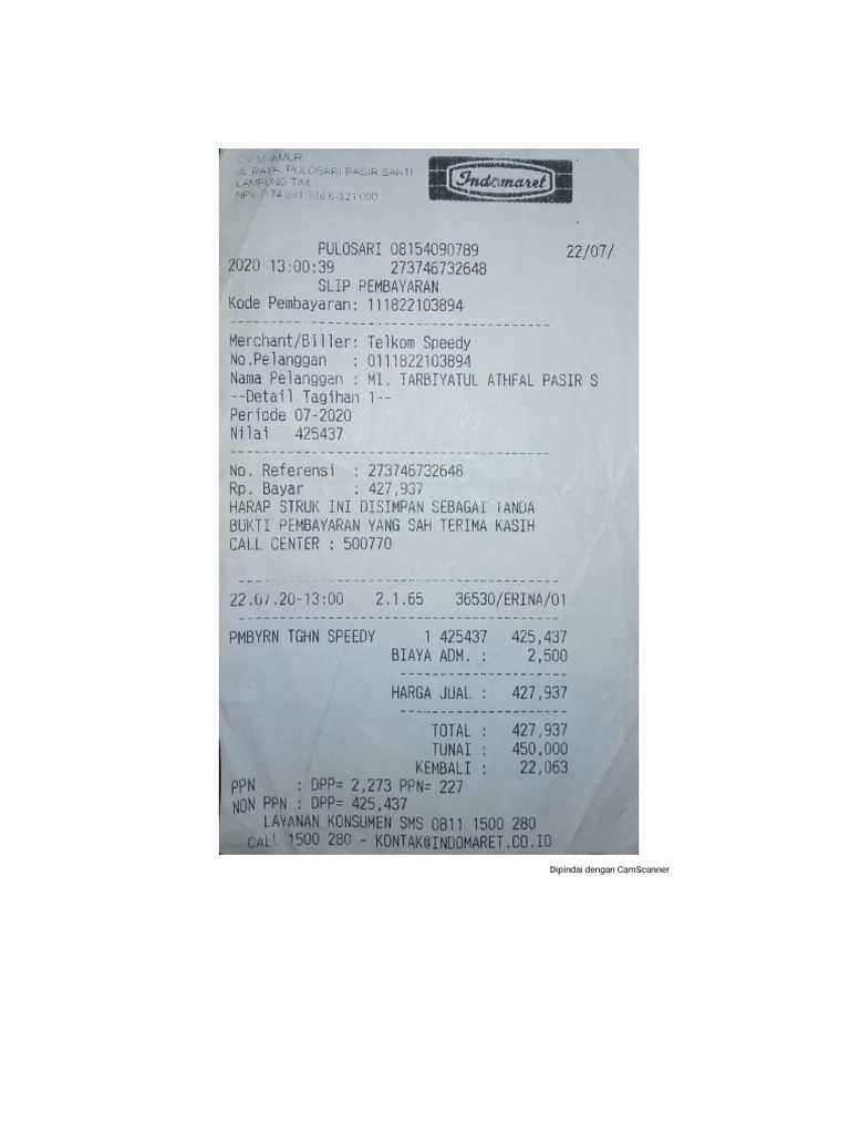 Struk Pembayaran Internet | PDF