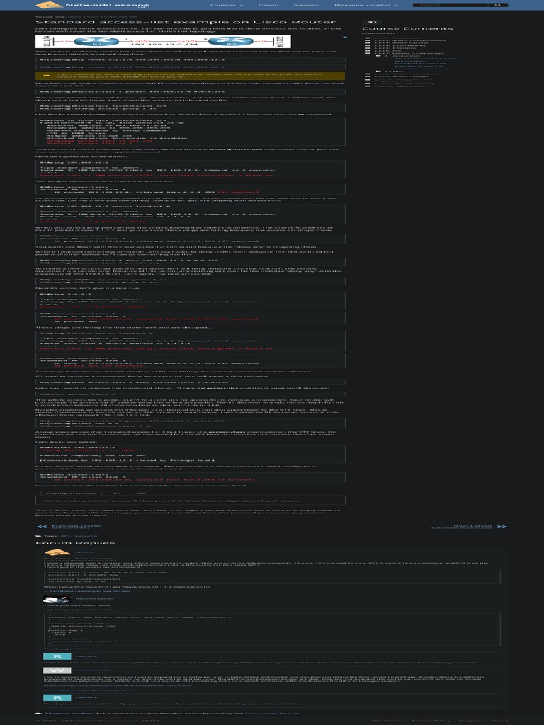 Standard Access-List Example On Cisco Router | PDF | Internet Protocols | Router (Computing)