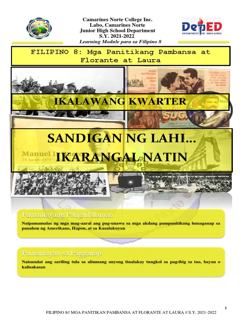Filipino+8+Module+q2+Sy+2021 22 | PDF