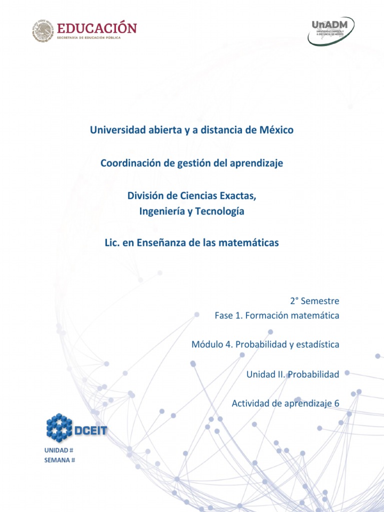 Em 04 Empe U2 Actividad6 Aprendizaje | PDF | Probabilidad | Matemáticas