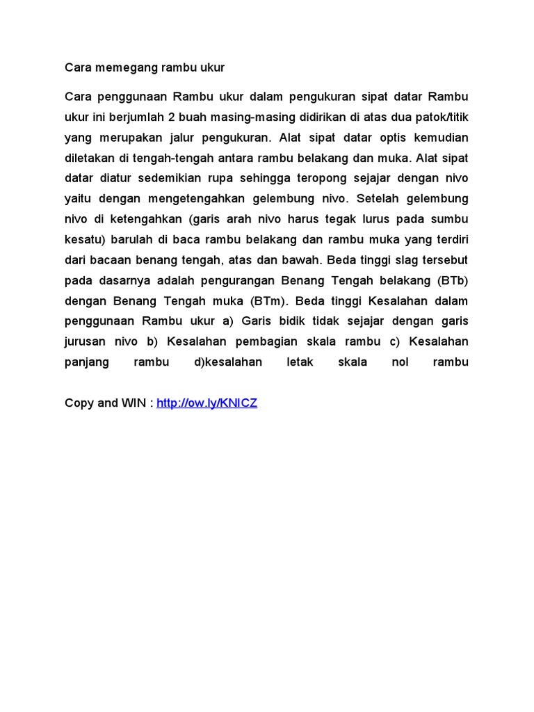 Cara Memegang Rambu Ukur | PDF