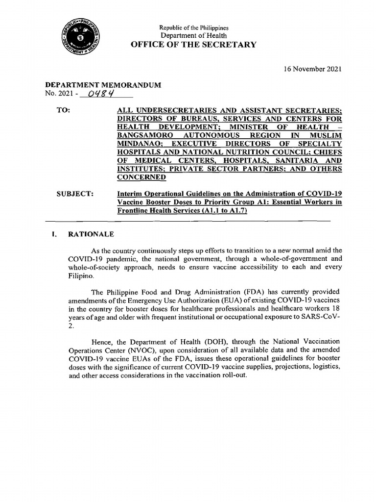 DOH Guidelines On COVID-19 Booster Shots | PDF | Vaccines | Vaccination