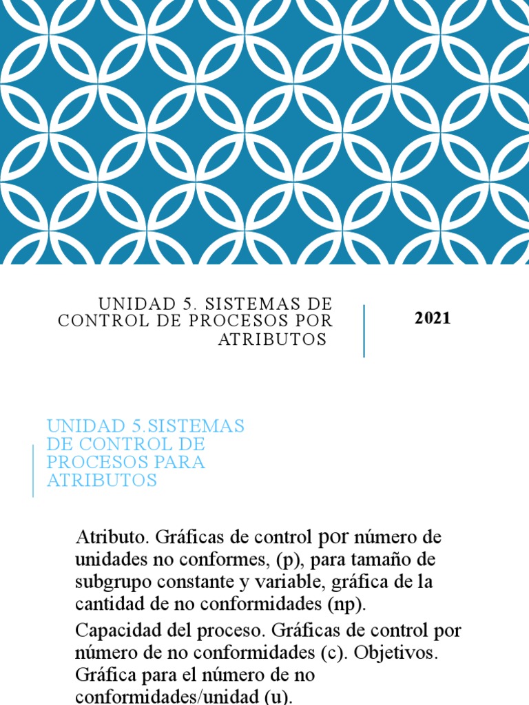 5 - Unidad 5 - Control Estadistico Por Atributos 2021 | PDF | Calidad (comercial)