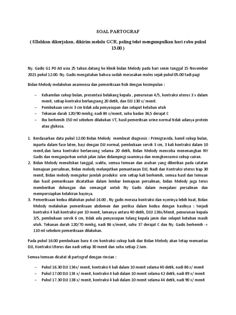 Soal Partograf 2 | PDF