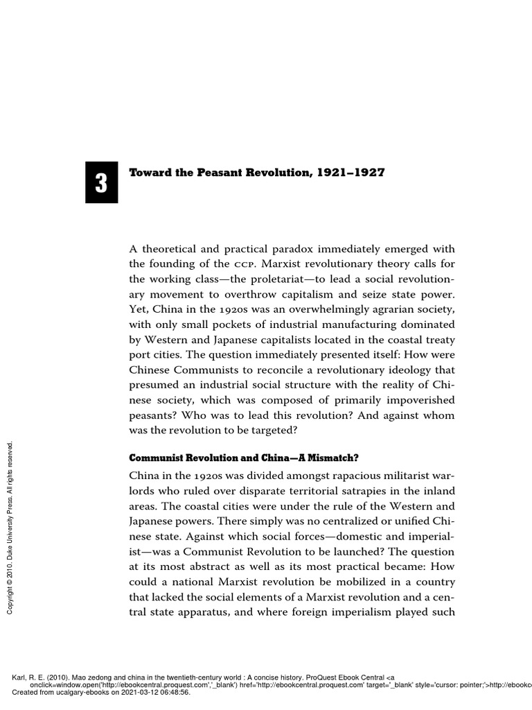 Toward The Peasant Revolution, 1921-1927: Communist Revolution and ...