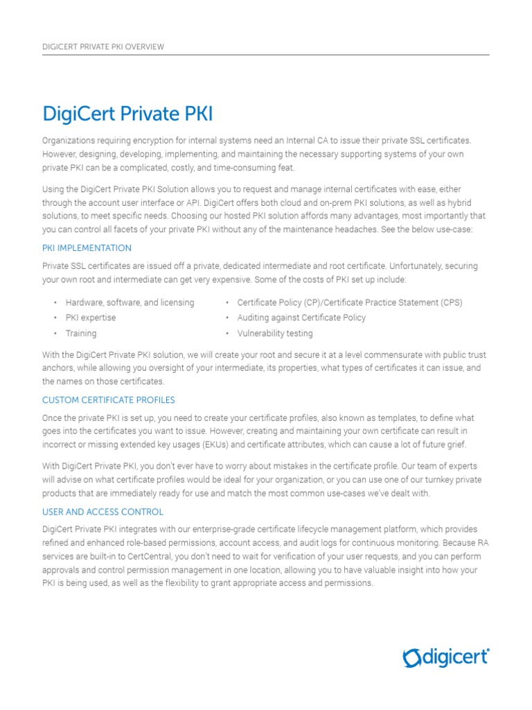 Digicert Private Pki Datasheet 2 8 17 | PDF | Public Key Certificate ...