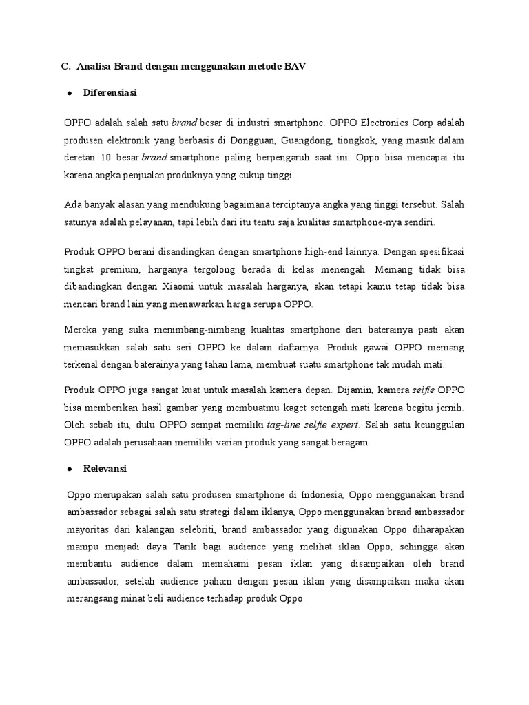 Analisa Brand Dengan Menggunakan Metode BAV | PDF
