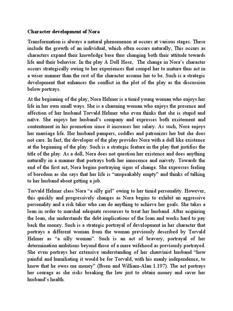 Nora Helmer's Character Transformation | PDF | A Doll's House