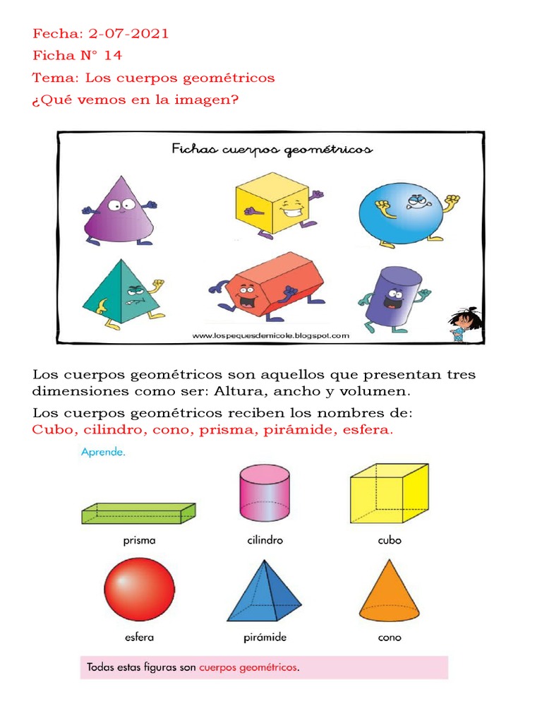 Ficha #14 Mat, Los Cuerpos Geométricos | PDF
