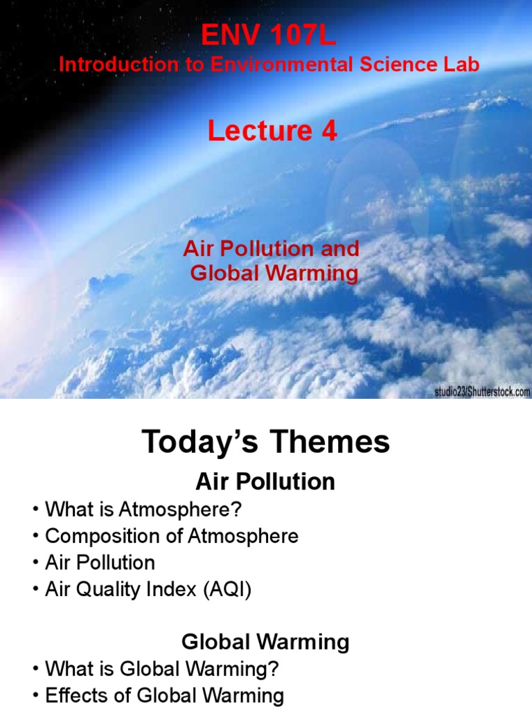 Lecture 4 (Air Pollution and Global Warming) | PDF | Atmosphere Of ...