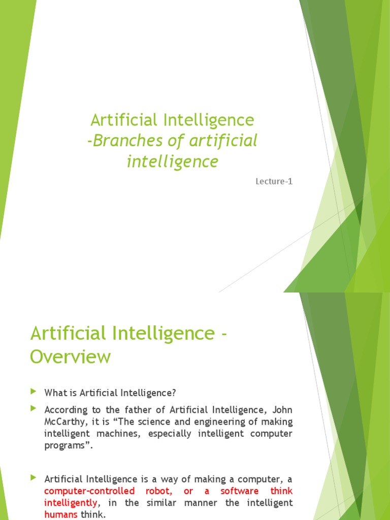 Artificial Intelligence - Branches of Artificial | PDF | Artificial ...