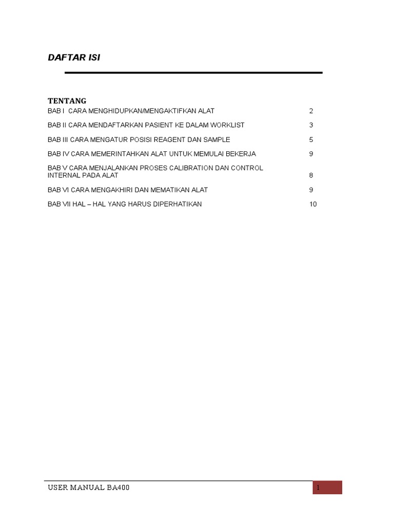 Cara Kerja BA400 | PDF