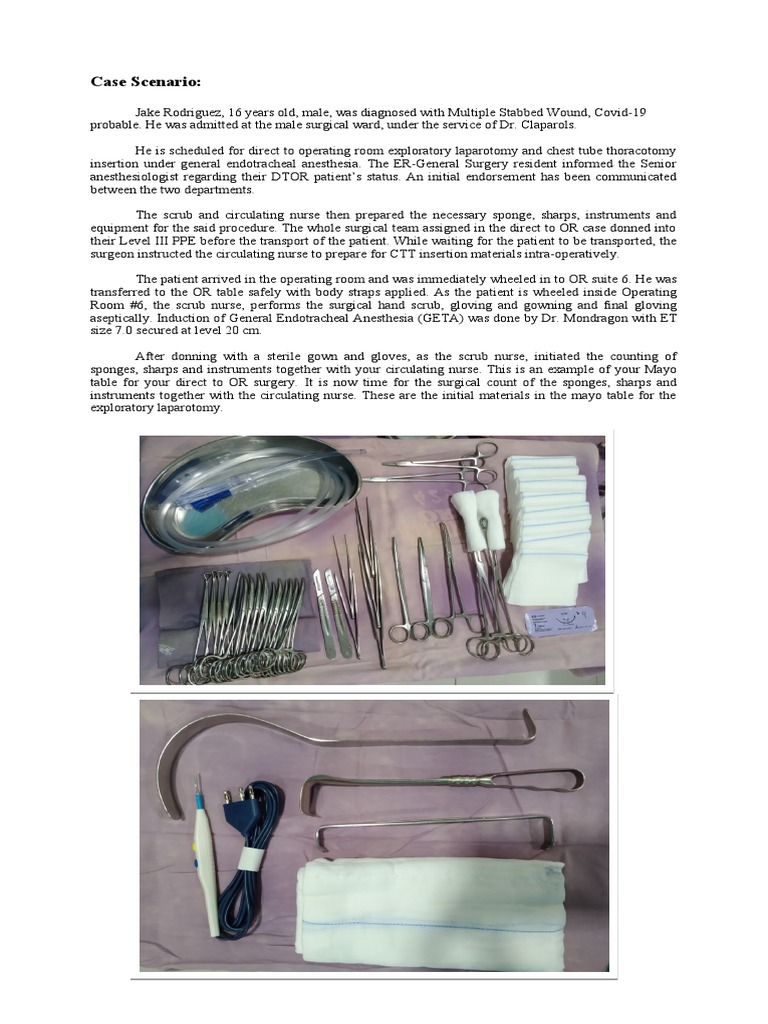 Case Scenario | PDF | Surgery | Operating Theater