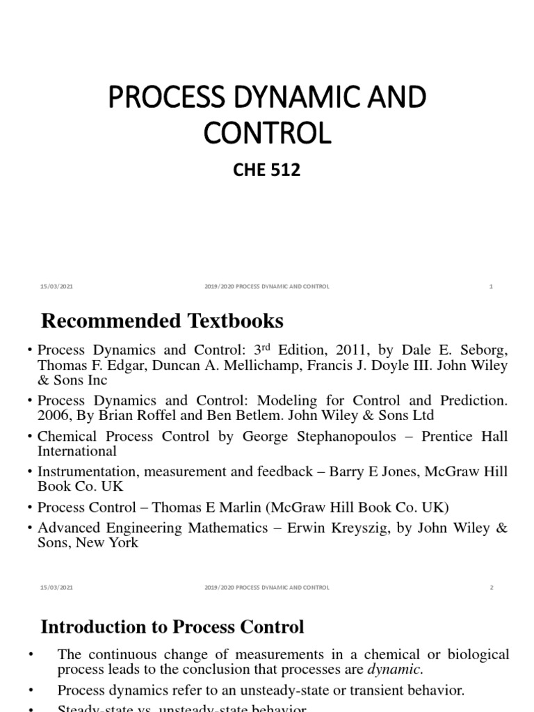 Process Dynamic and Control Lecture Note | PDF | Control Theory ...
