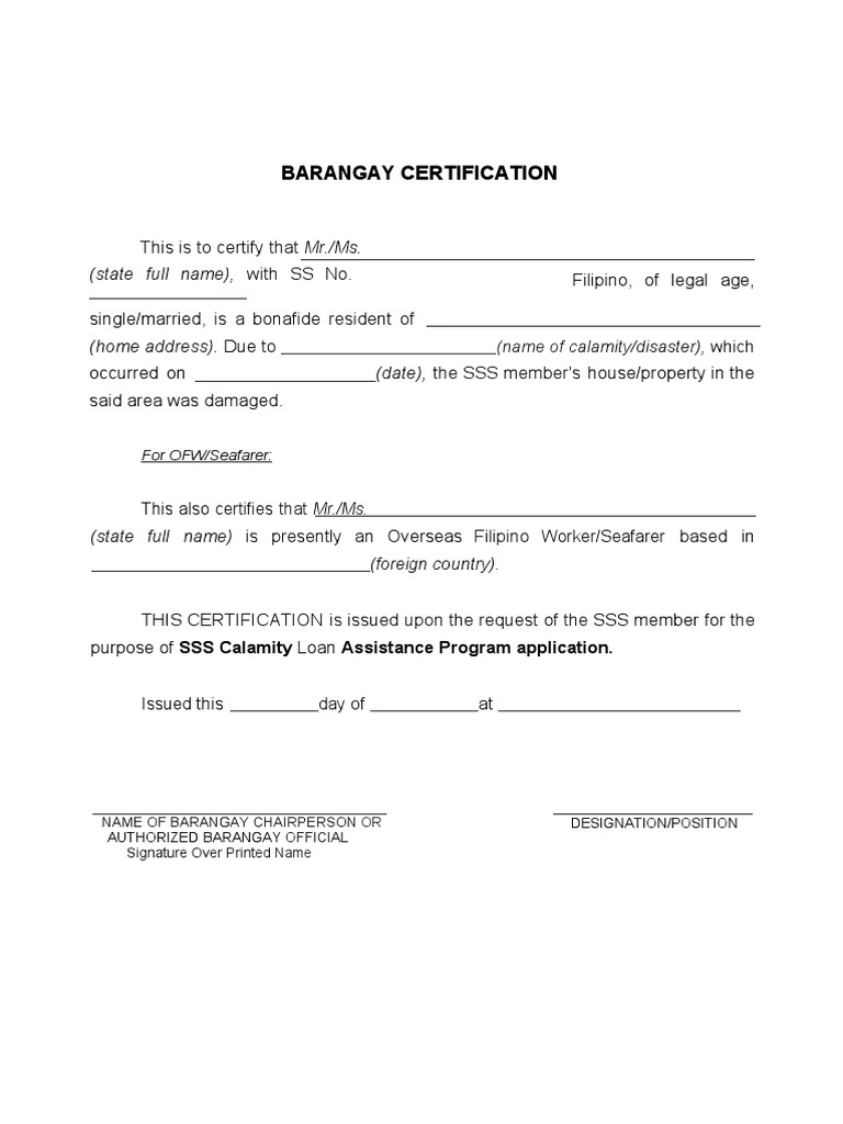 Barangay Certification | PDF