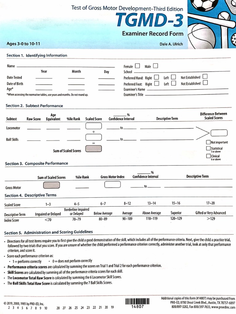 TGMD-3 Form | PDF