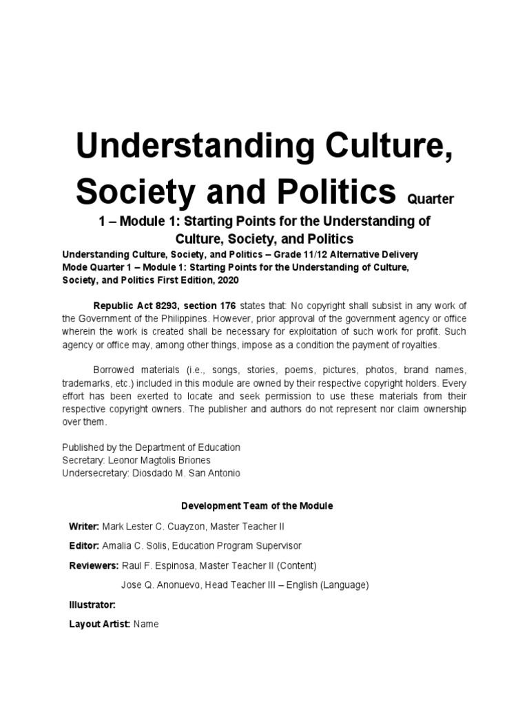 UCSP - Q1 - Mod1 - Starting-Points-for-the-Understanding-of-Culture ...