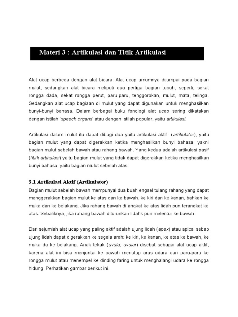 Materi 3 Artikulasi Dan Titik Artikulasi | PDF