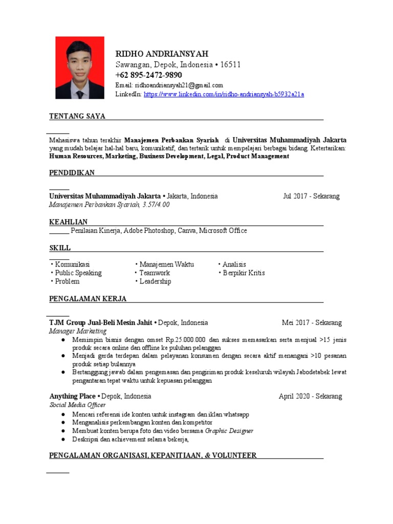 CV - Ridho Andriansyah | PDF