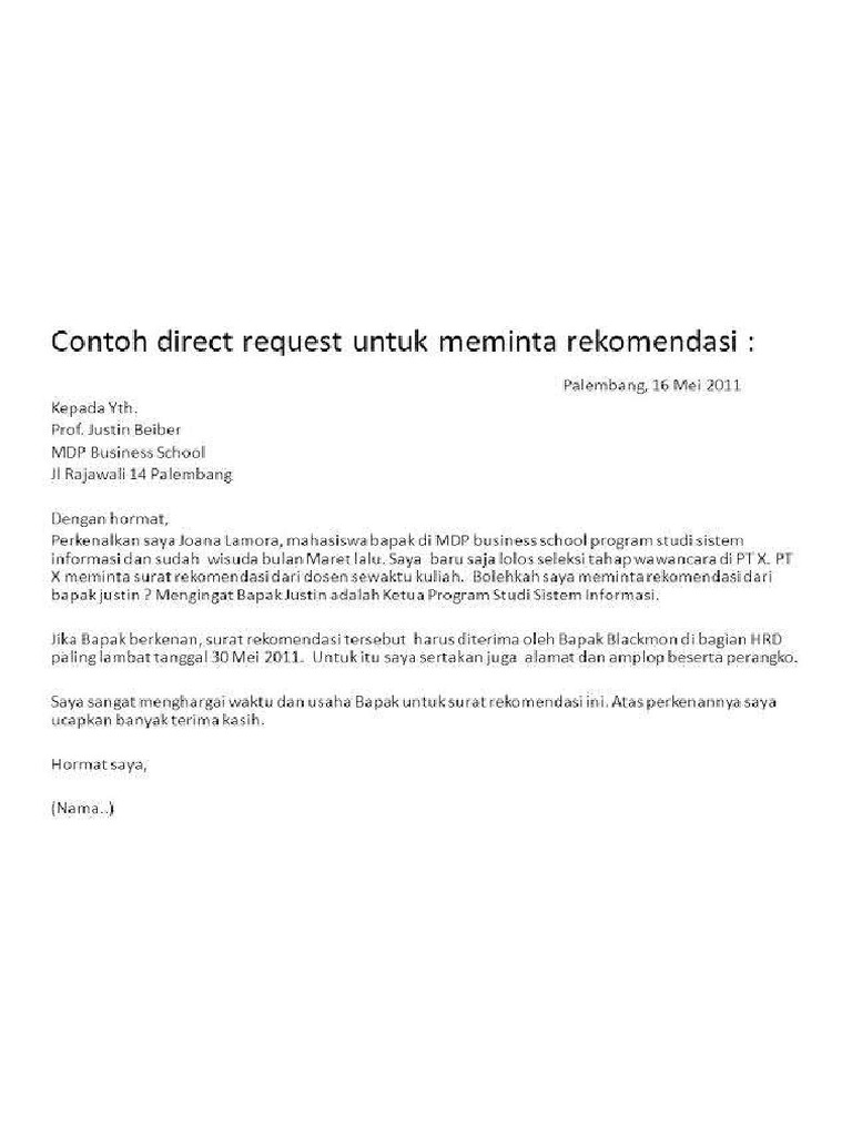 Contoh Surat Direct Request | PDF
