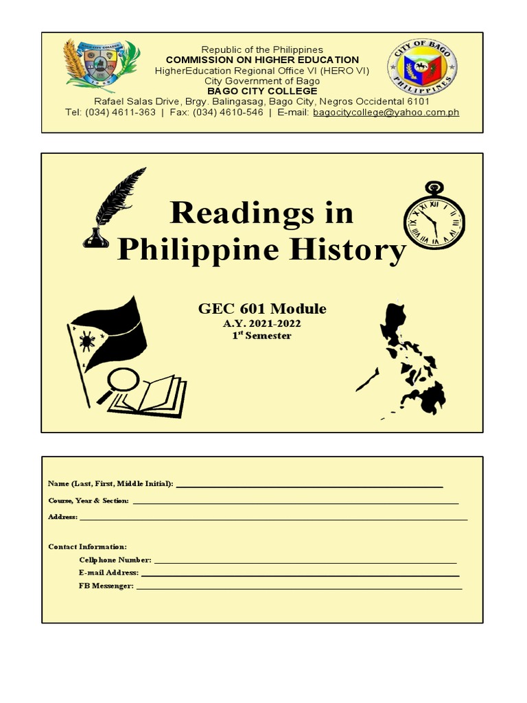 Readings in Philippine History: GEC 601 Module | PDF | Primary Sources | Historiography