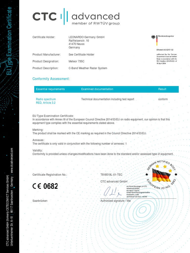 266IDC-Type Examination Certificate-990102-1 | PDF | Radar | Antenna ...