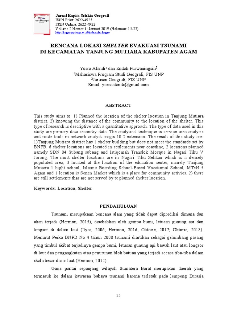 Rencana Lokasi Shelter Evakuasi Tsunami | PDF | Sains & Matematika