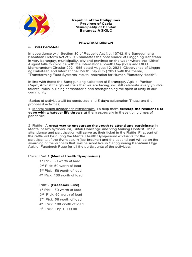 Program Design Linggo NG Kabataan | PDF