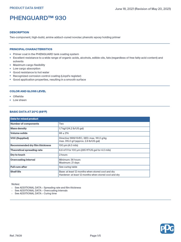 PPG PDS Phenguard 930 | PDF | Legal Liability | Epoxy