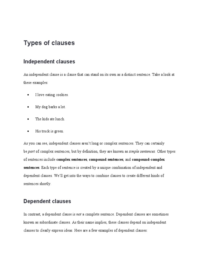 Independent and Dependent Clauses Explained | PDF | Semantic Units ...