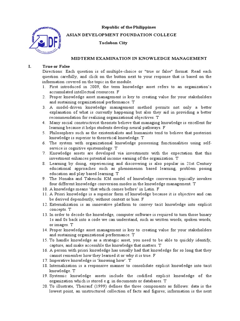 Republic of The Philippines Asian Development Foundation College ...