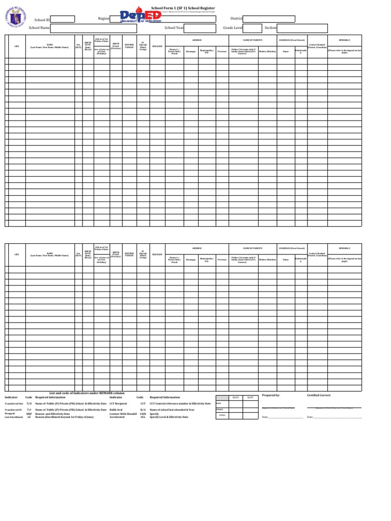 School Form 1: Student Registration Details | PDF | Curriculum | Social ...