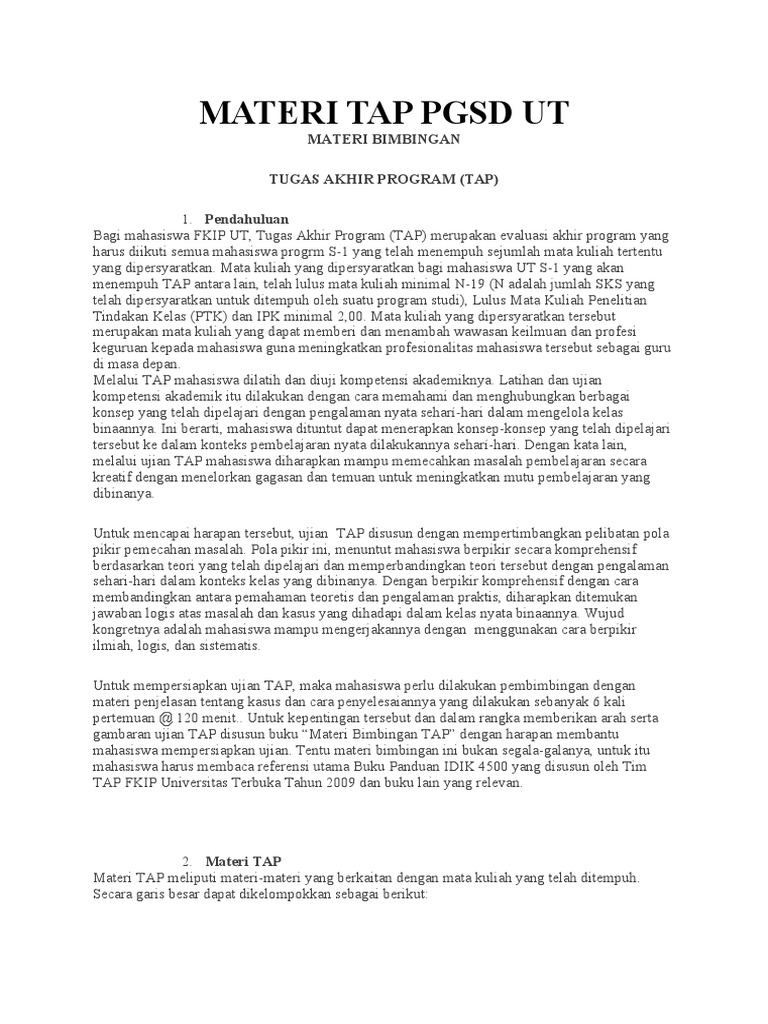 Materi Tap PGSD Ut | PDF