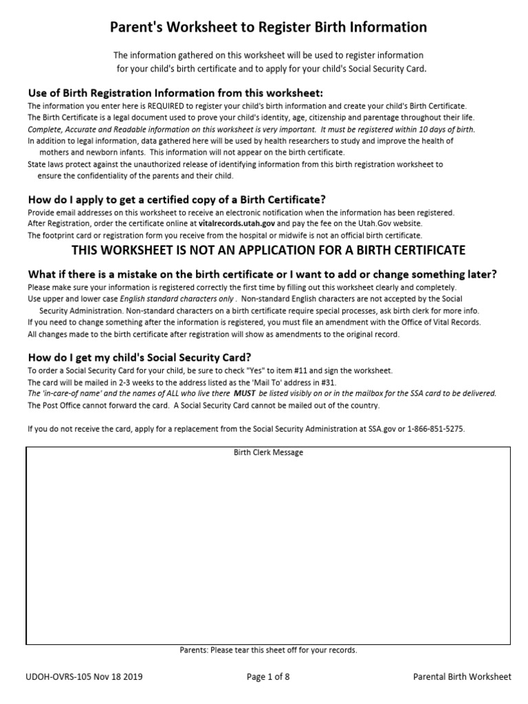 105 Parents Birth Worksheet | PDF | Birth Certificate | Social Security ...