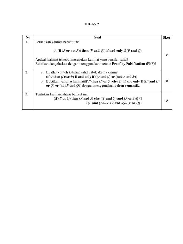 Tugas 2 Logika Informatika MSIM4103 | PDF