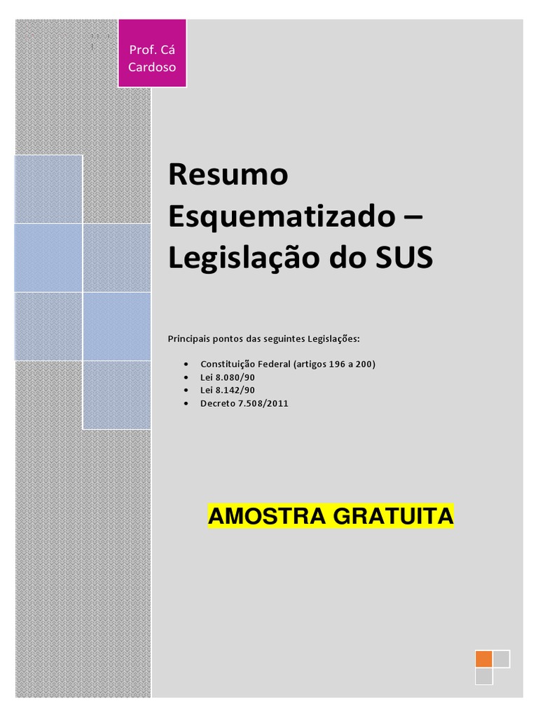 AMOSTRA_Resumo Esquematizado - Legislação do SUS | PDF