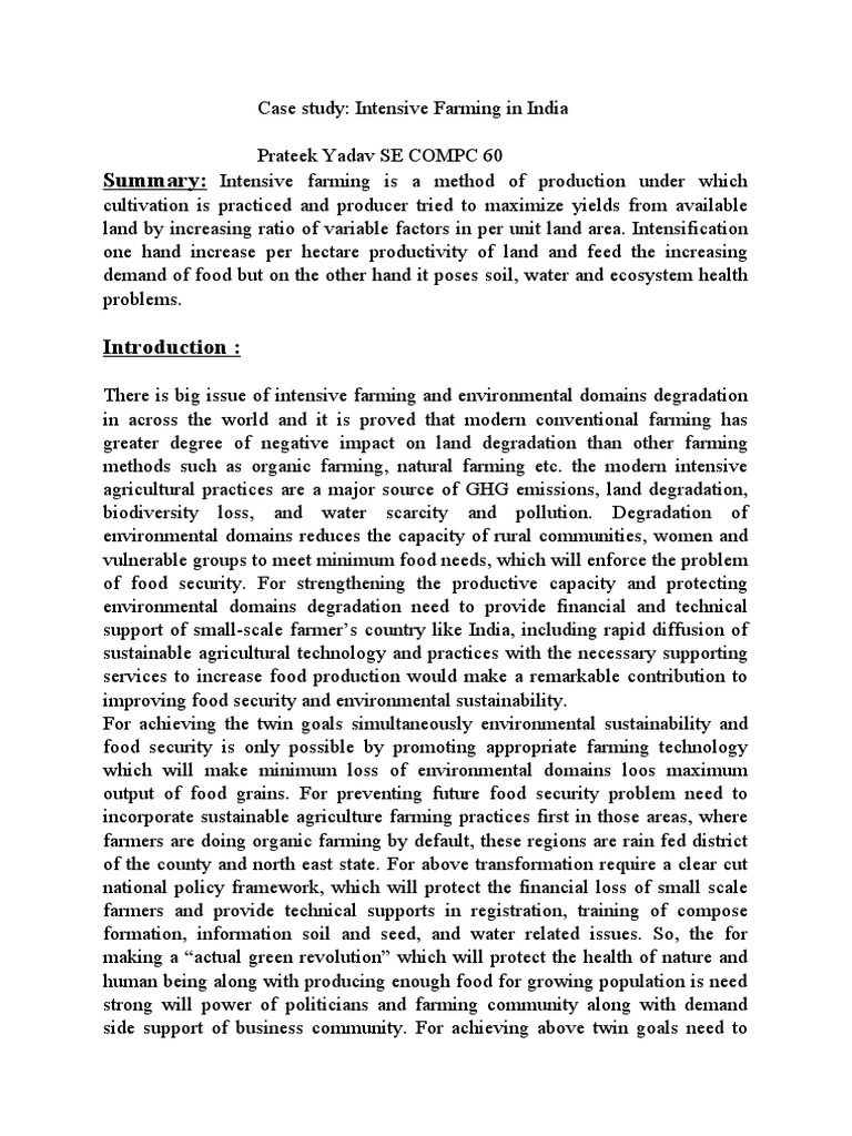 Case Study | PDF | Agriculture | Intensive Farming
