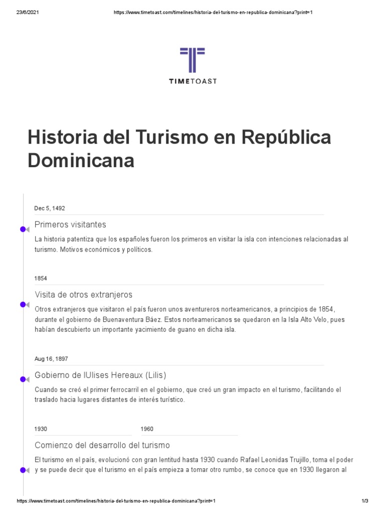 Historia Del Turismo en Republica Dominicana | PDF | Turismo ...