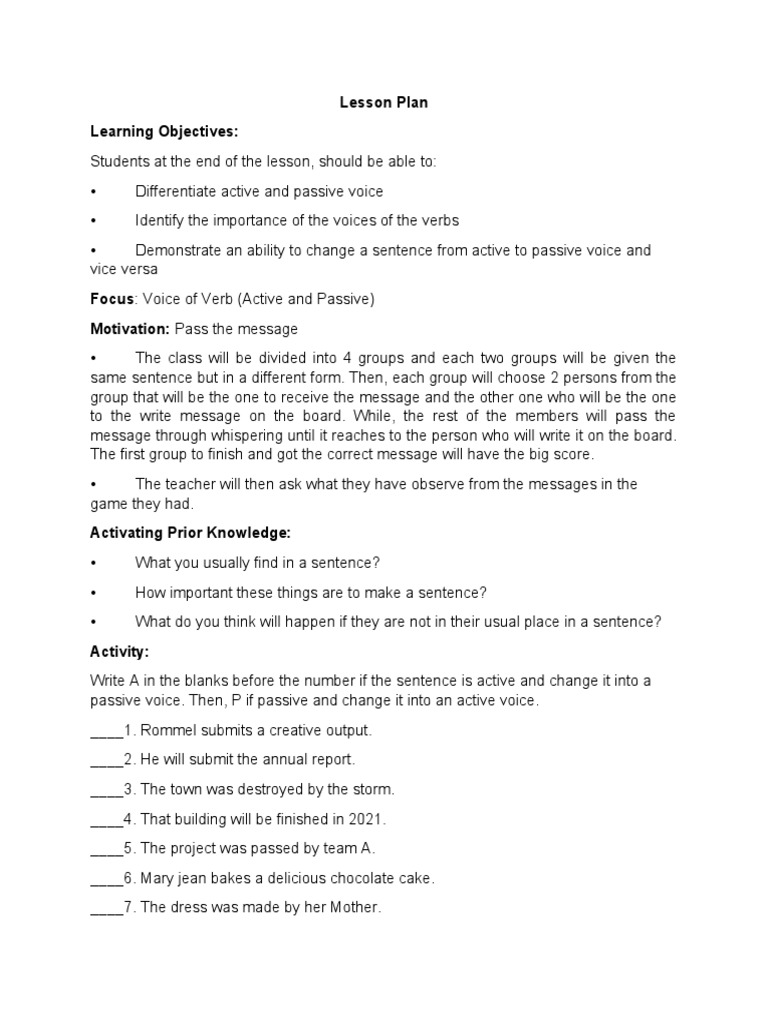 Lesson Plan | PDF | Lesson Plan | Cognition