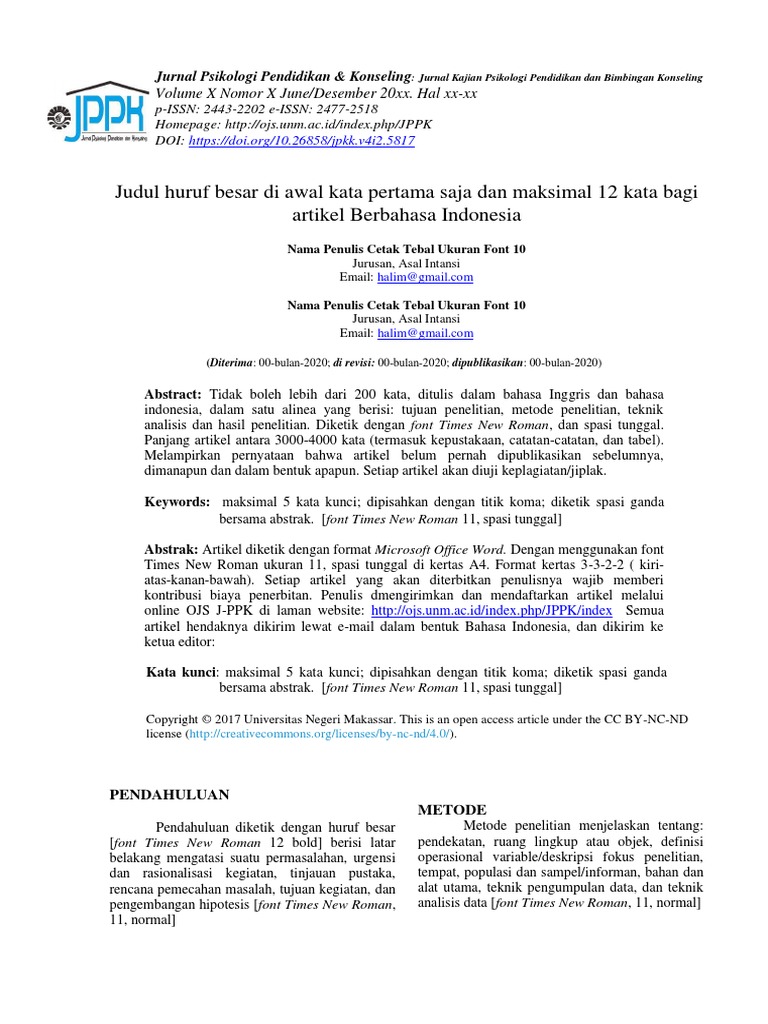 Template Penulisan JPPK | PDF