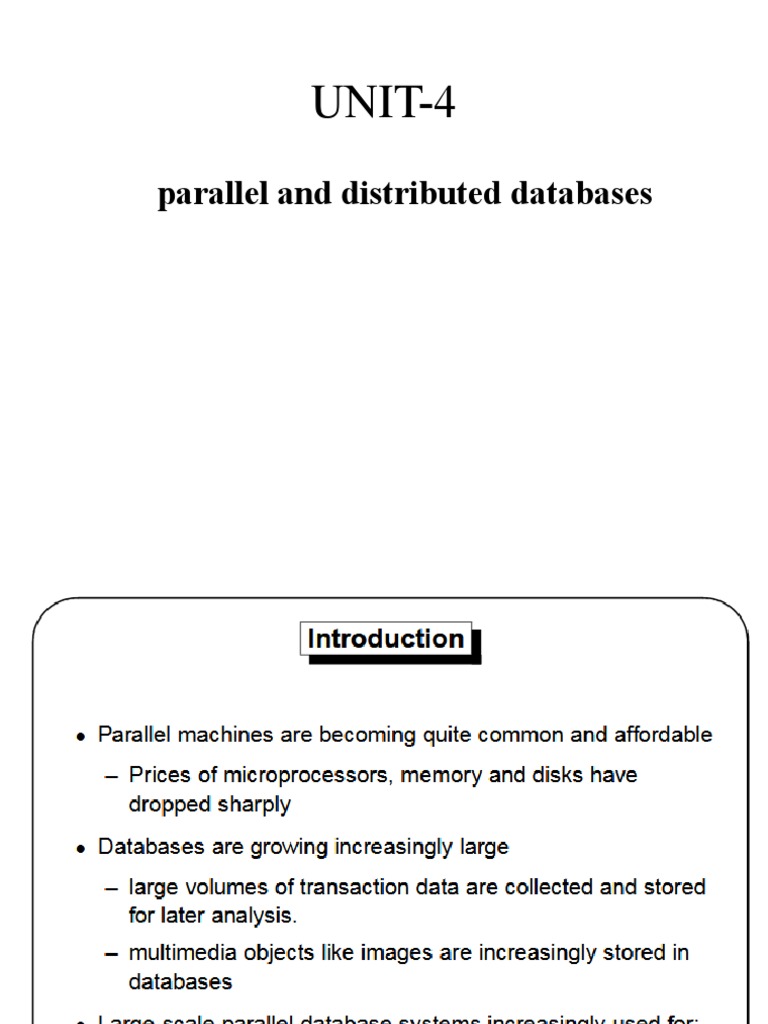 Adbms Parallel And Distributed Databases Pdf Databases Parallel Computing 5491