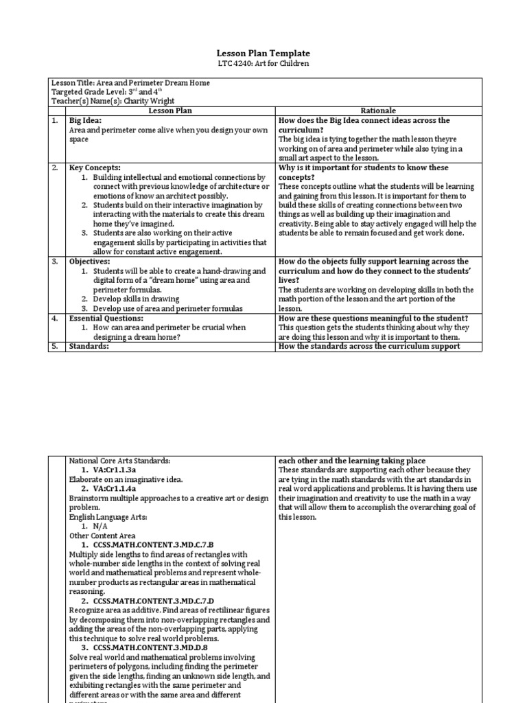 LTC 4240 Lesson Plan Template 2021 | PDF | Cognition | Learning