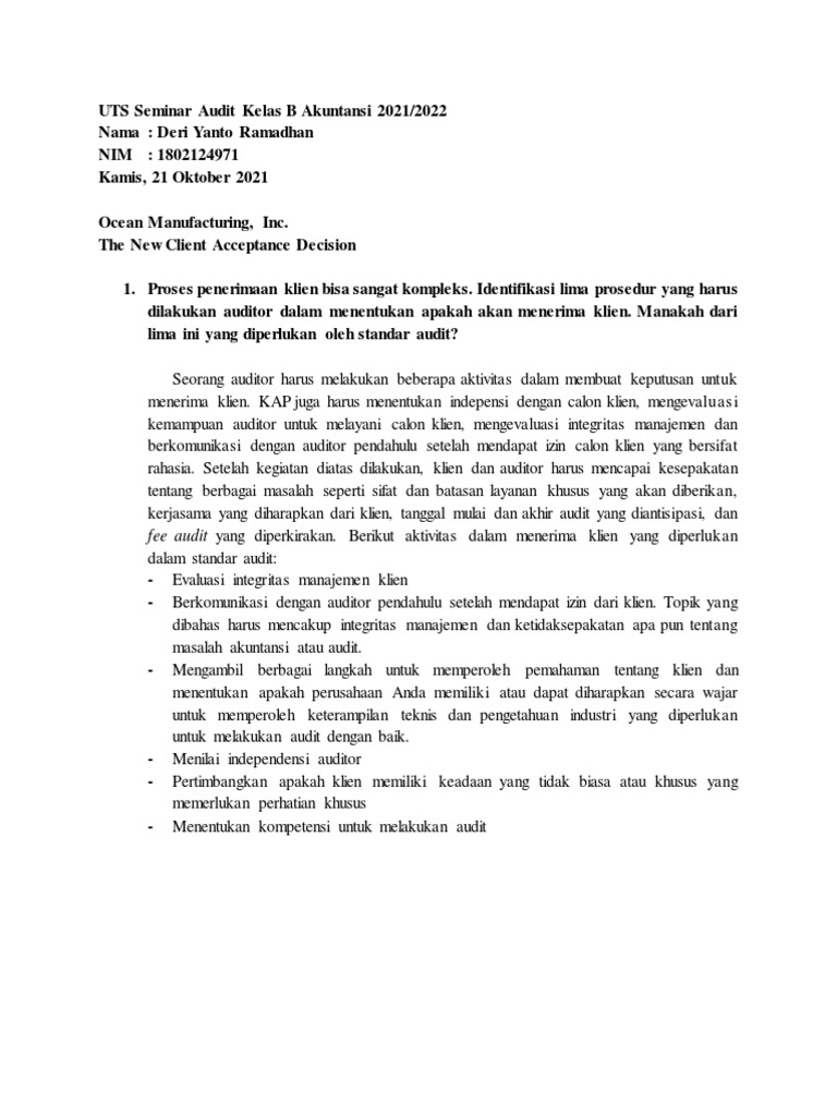 UTS Seminar Audit | PDF