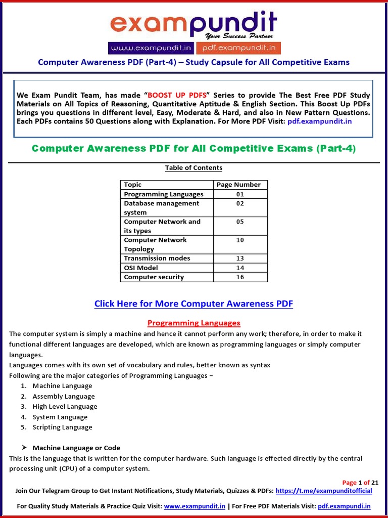 Computer Awareness PDF 2019 Part 4 Study Material Capsule | PDF ...