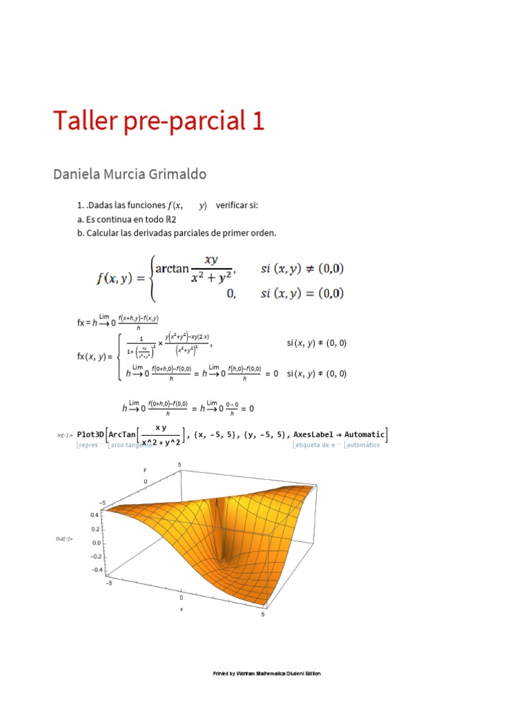 Taller Preparcial 1 | PDF | Matemáticas