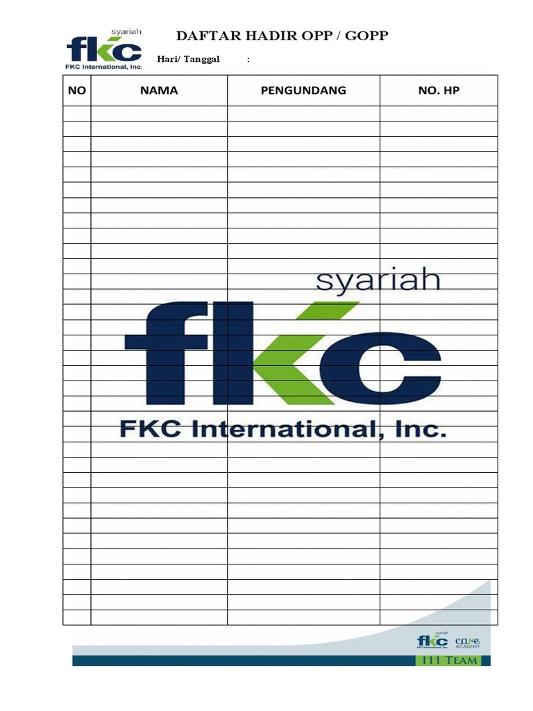 Konsep Daftar Hadir OPP | PDF