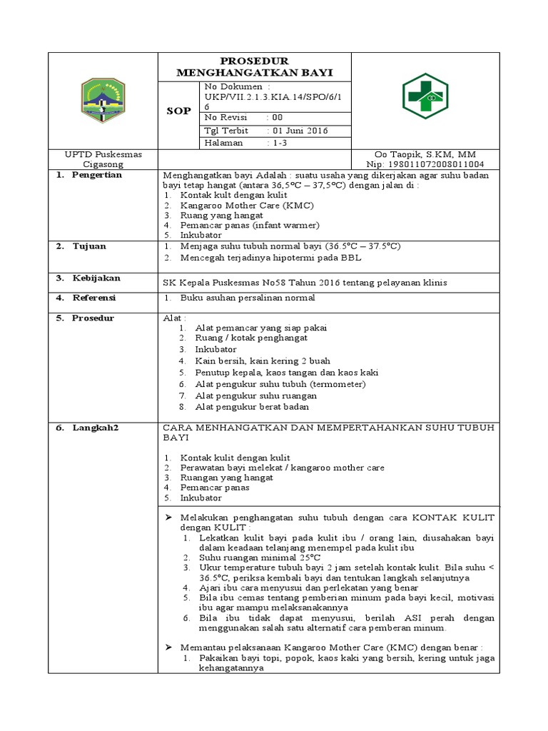 Prosedur Menghangatkan Bayi | PDF | Kesehatan Holistik