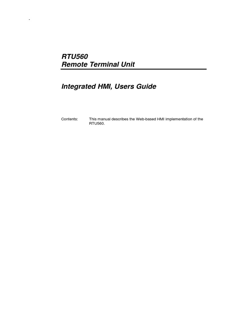 RTU560 Remote Terminal Unit: Contents: This Manual Describes The Web ...