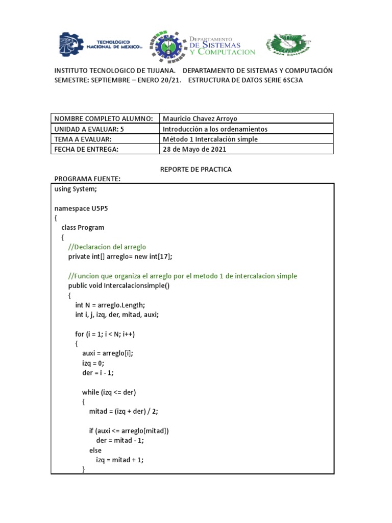 U5P5 Metodo 1 Intercalación Simple | PDF | Gestión de tecnología de la ...