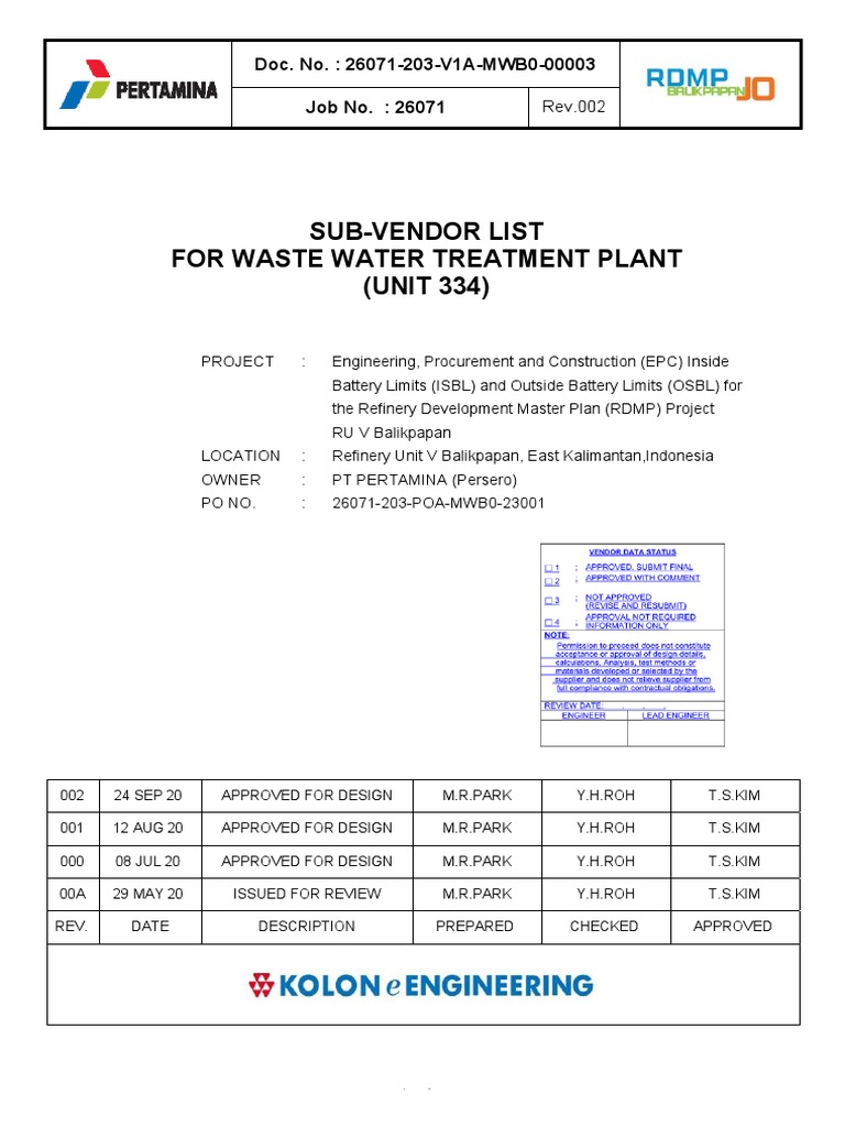 Attachment #2 26071-203-V1A-MWB0-00003 - 002 - Sub Vendor List | PDF ...